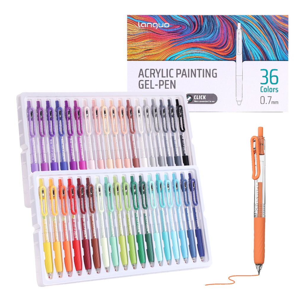 Languo Retractable Acrylic Gel Pens, 36 Colors Set Click Acrylic Paint