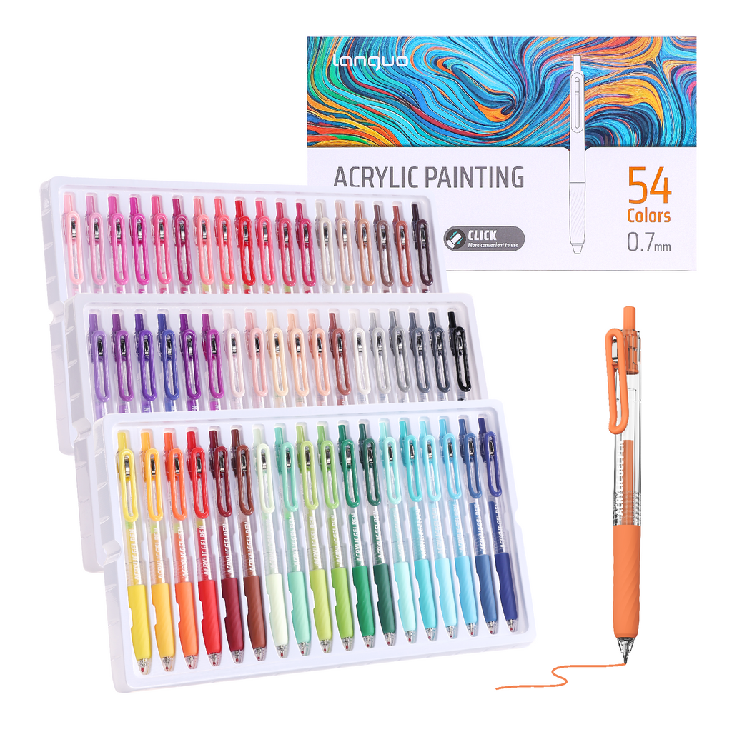 Languo Retractable Acrylic Gel Pens, 54 Colors Set Click Acrylic Paint