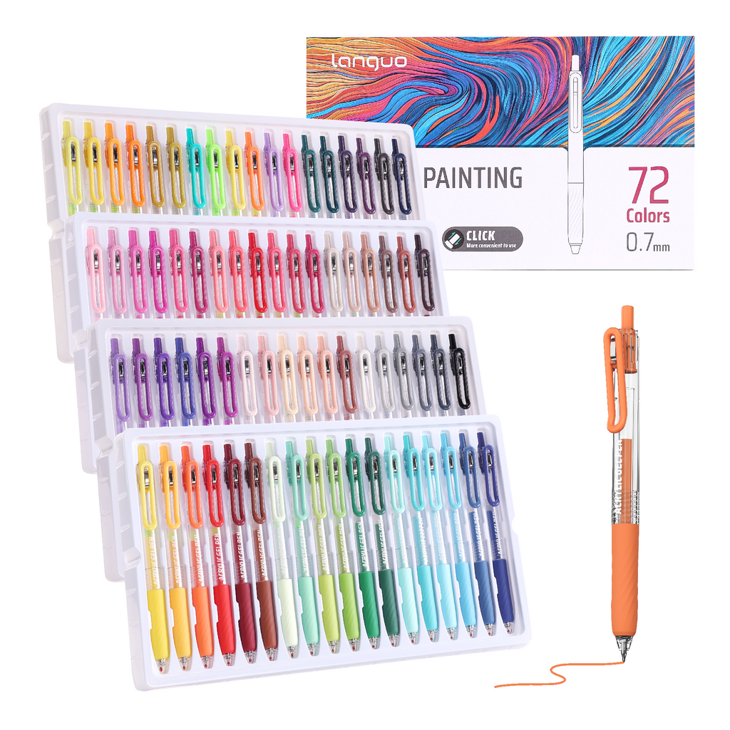 Languo Retractable Acrylic Gel Pens, 72 Colors Set Click Acrylic Paint