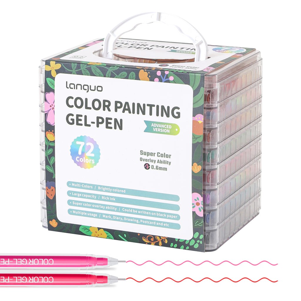 Languo 72 Colors Acrylic Gel Pen Set for Coloring, Art & School Suppli
